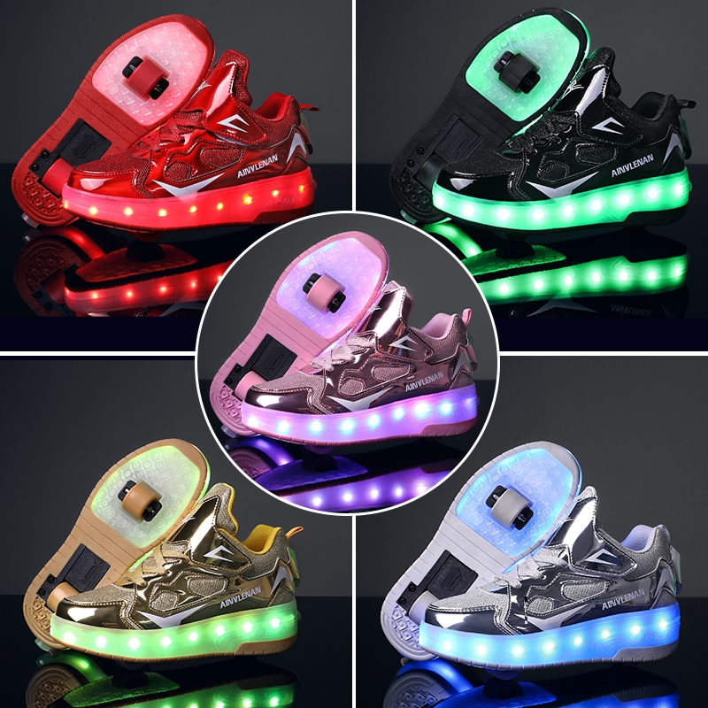 Wheel shoes Colorful lights double-wheeled Heelys sequined leather ...