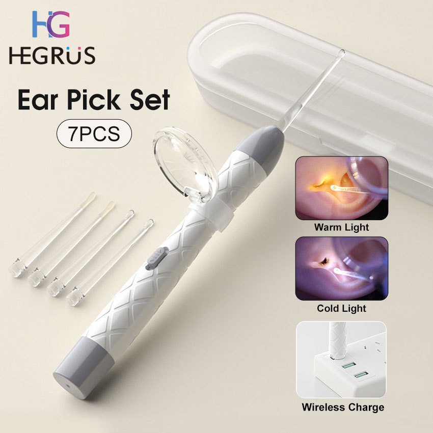 HEGRUS Ear Pick Luminous Ear Tweezer Rechargeable LED Ear Spoon Ear Wax ...