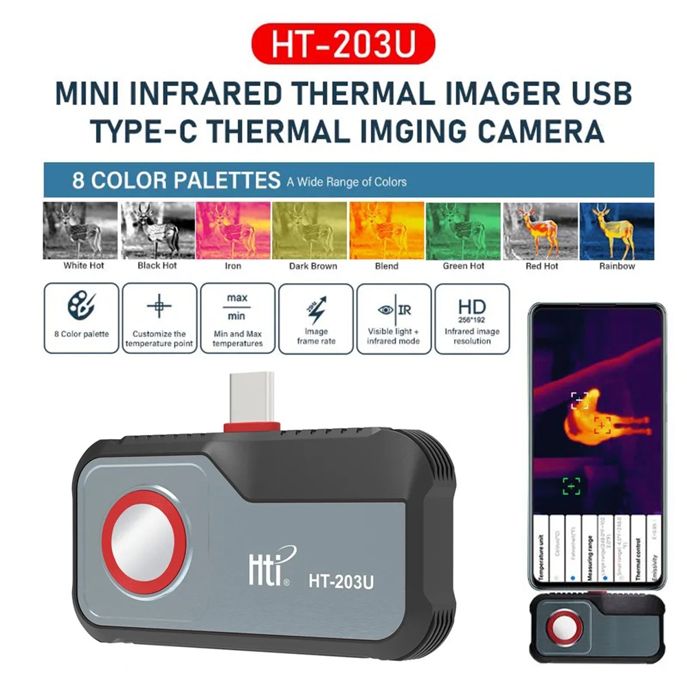 HTI -20°C~550°C HT-203U 256*192 Pixels Thermal Imager 25Hz Infrared ...