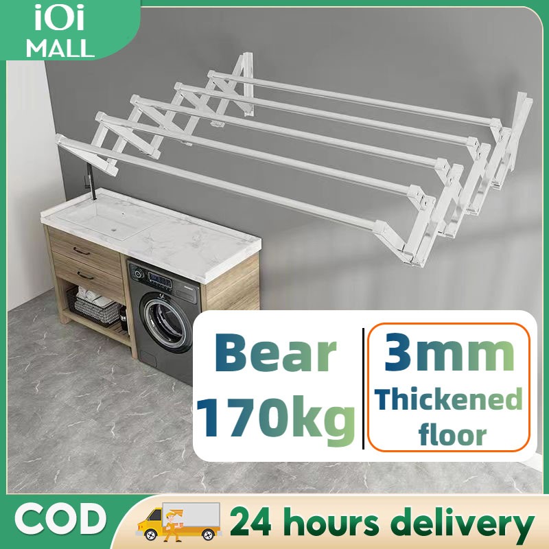 Retractable Cloth Hanger Stainless Steel Baju Wall Mounted Clothes ...