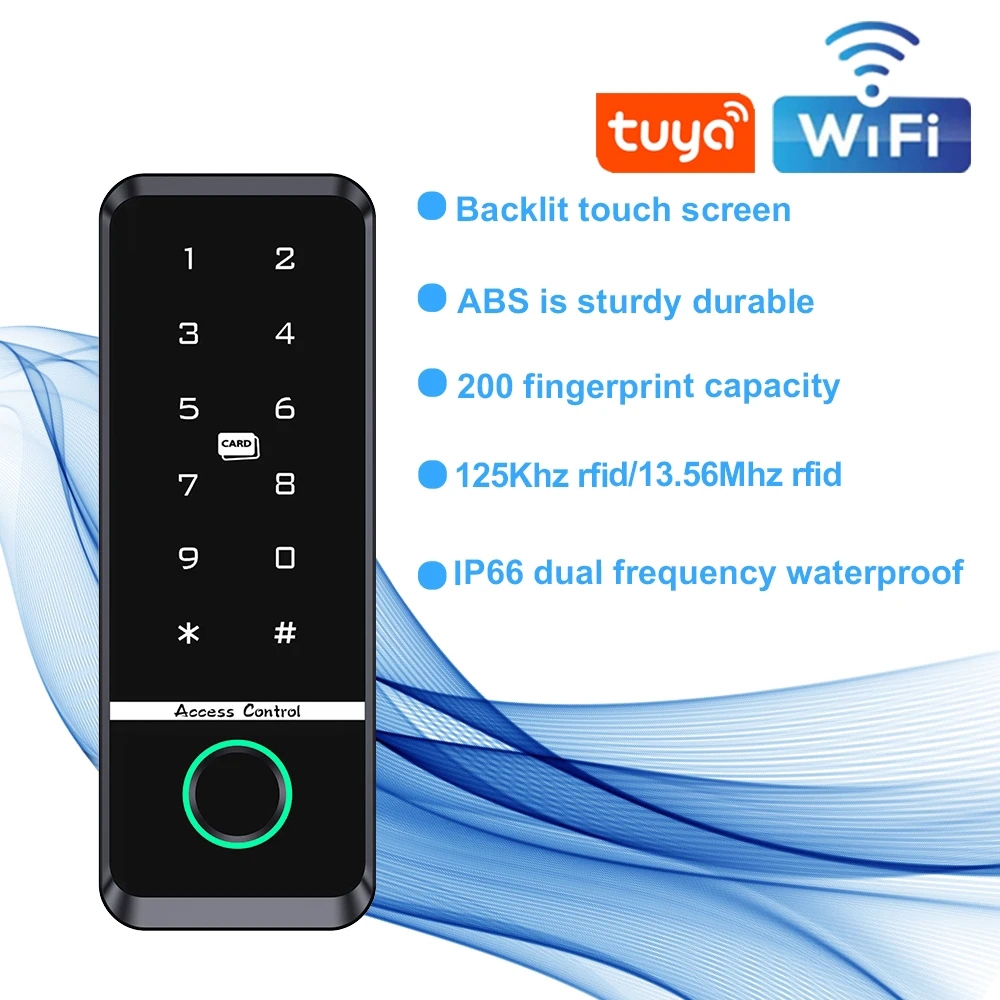 WIFI TUYA App Biometric Fingerprint Access Controller Keypad IP66 Waterproof RFID IC Card ...