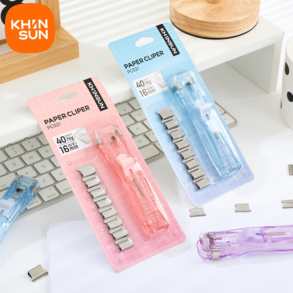 KHINSUN Portable Push Clamp Paper Binder Transparent Colorful Paper ...