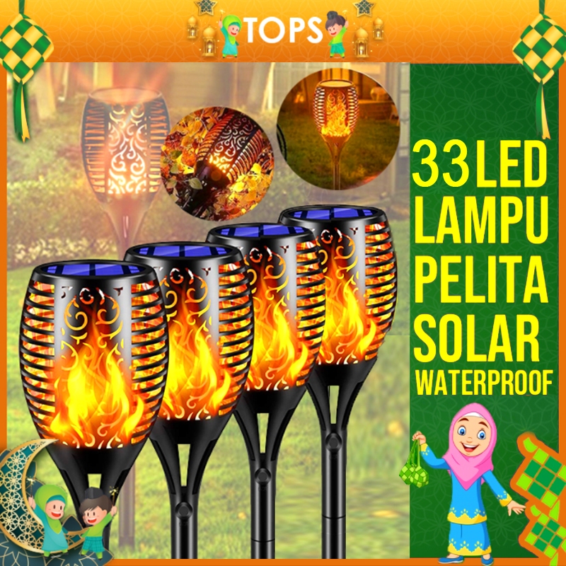 2023 LED Lampu LED Solar Flame Light Solar Flickering Pelita Waterproof ...