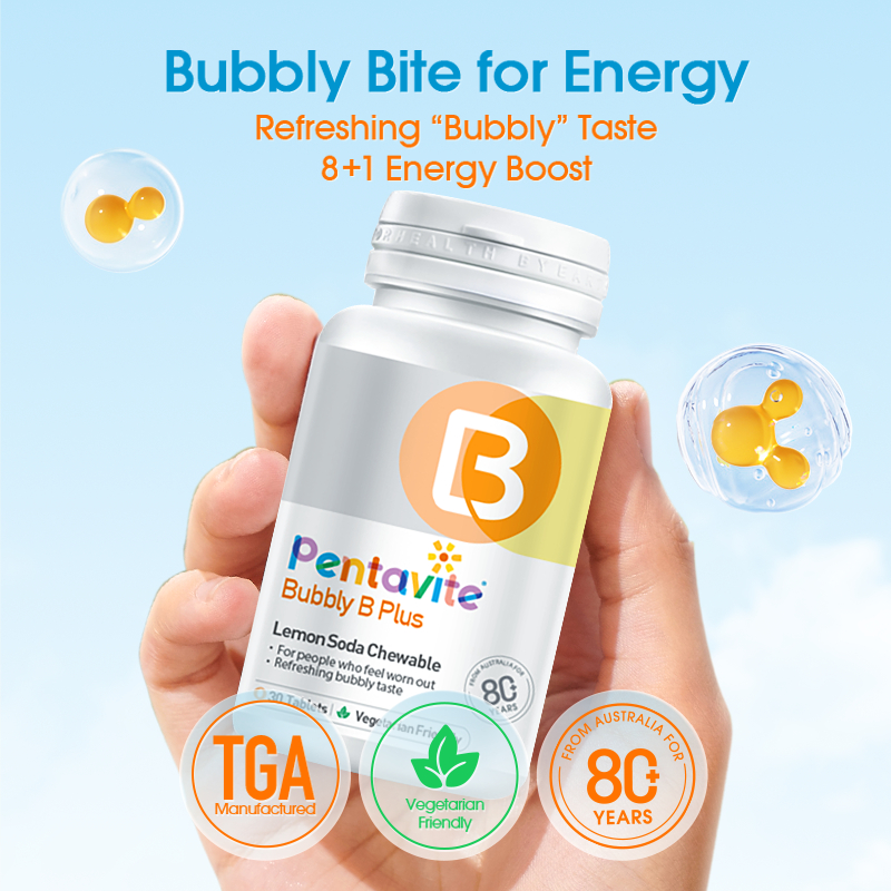 Pentavite Vitamin 2 bottles Set (Bubbly B + Vitamin C) Chewable 60pcs ...