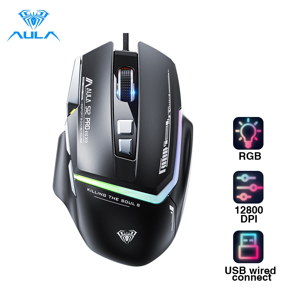 AULA S12Pro Wired Esports Game Mouse RGB Backlight Effect Customized ...