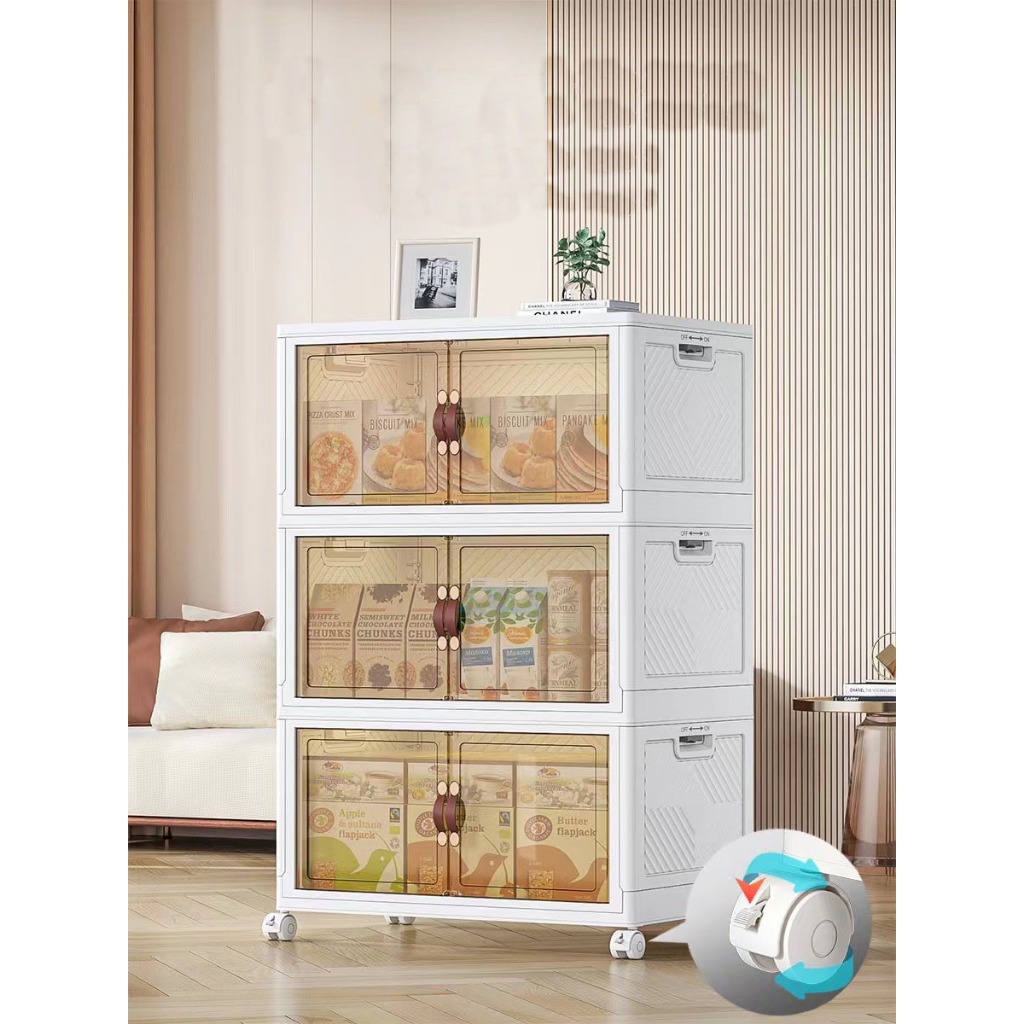Stackable Storage Bins With Lids and Double Doors Plastic Storage Box ...