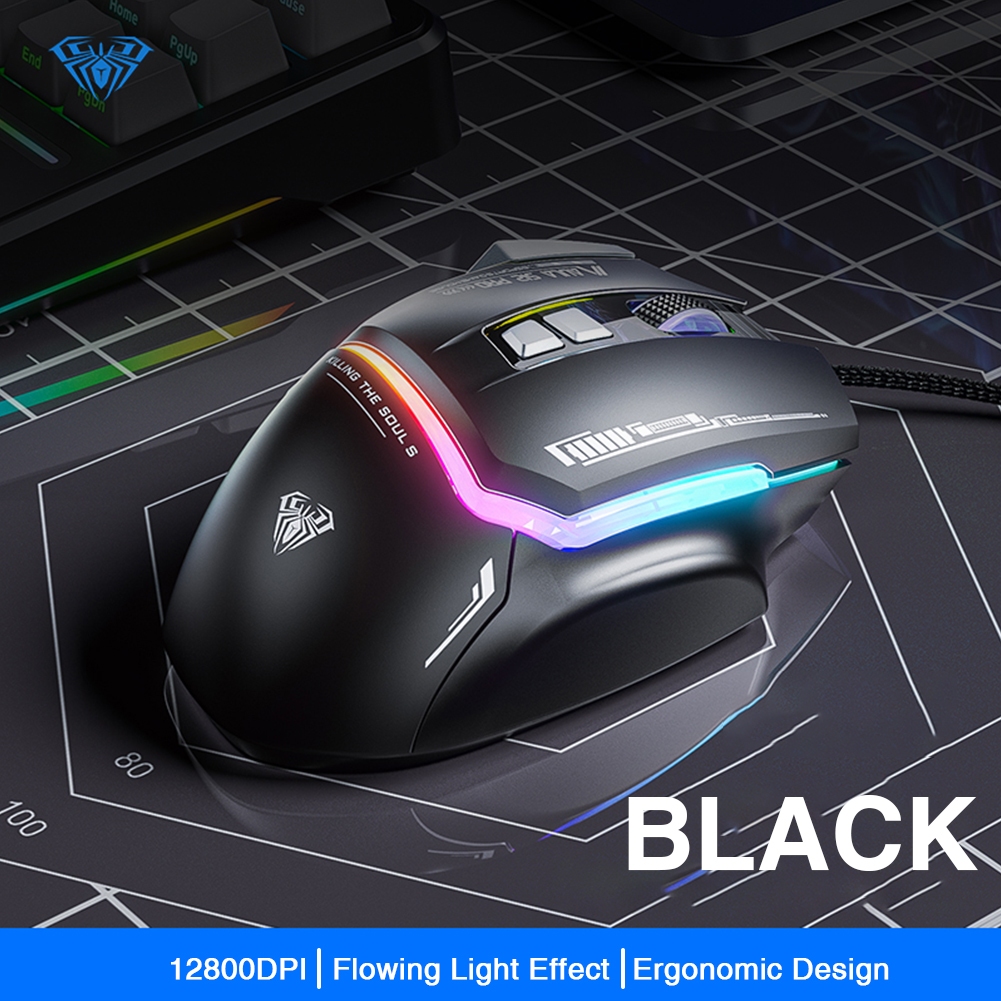 AULA S12Pro Wired Esports Game Mouse RGB Backlight Effect Customized ...