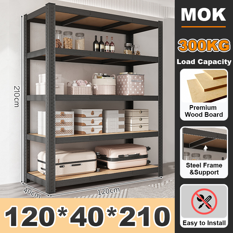MOK Rak Besi Bertingkat 90/120CM Black Boltless Rack Height Adjustment ...