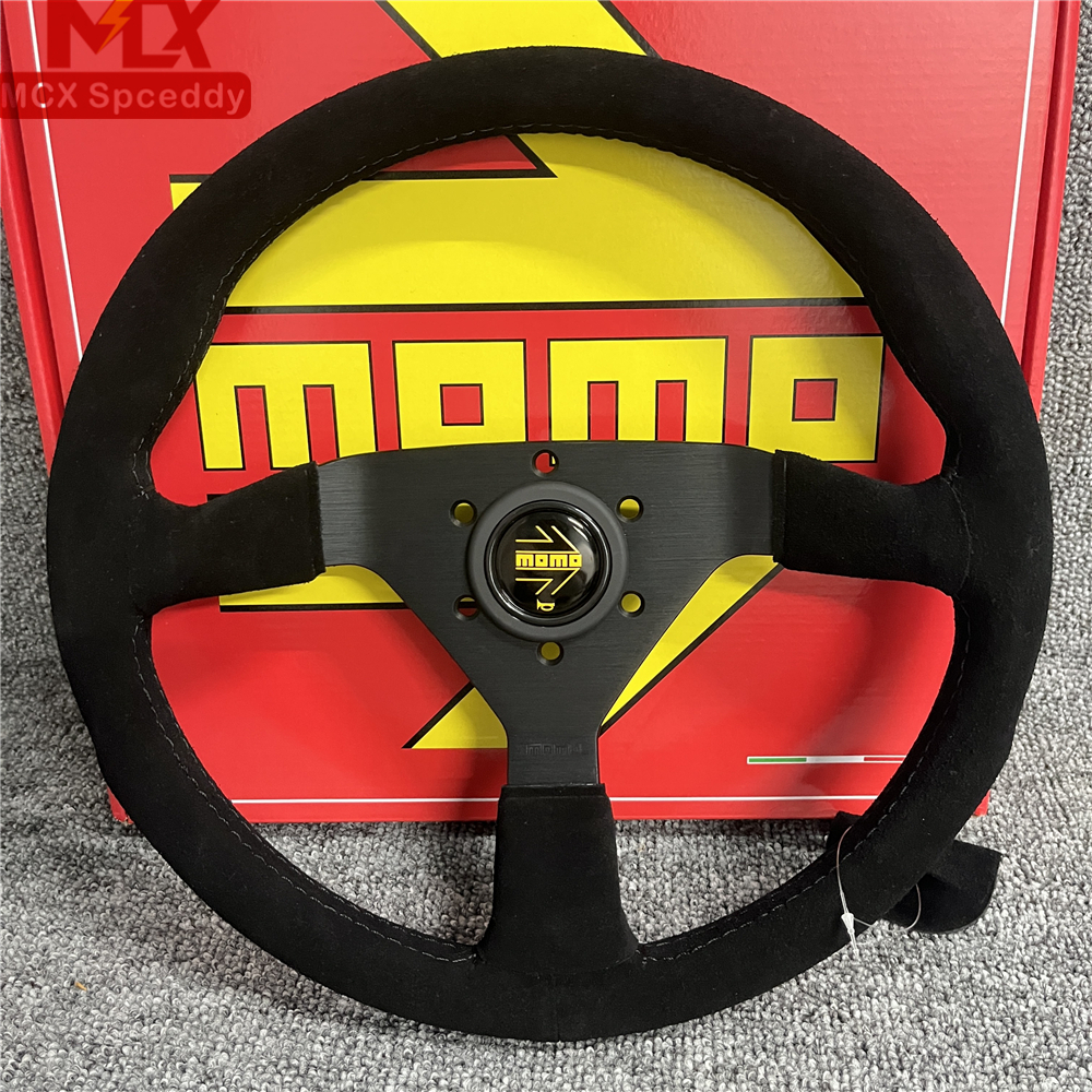 Italy Suede Leather Momo V1 Steering Wheel Car Sport Racing Drift Modified Alcantara Black ...