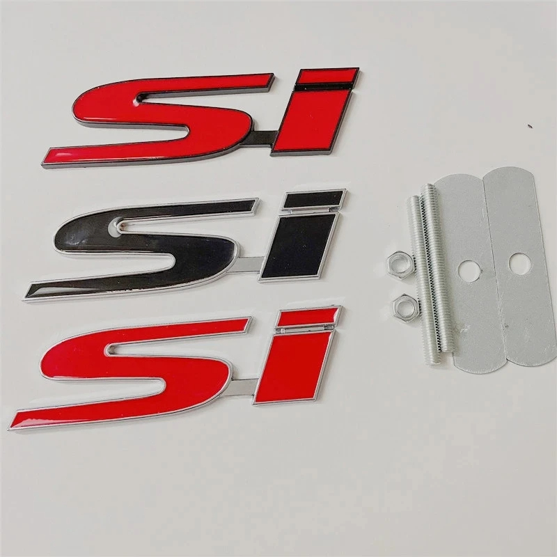 3D Metal Red Logo Si Badge Car Front Grill Trunk Letters Decal For ...