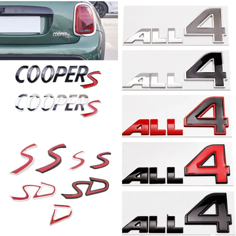 3D Metal ALL4 Car Rear Trunk Emblem Door Fender Badge For MINI Cooper ...