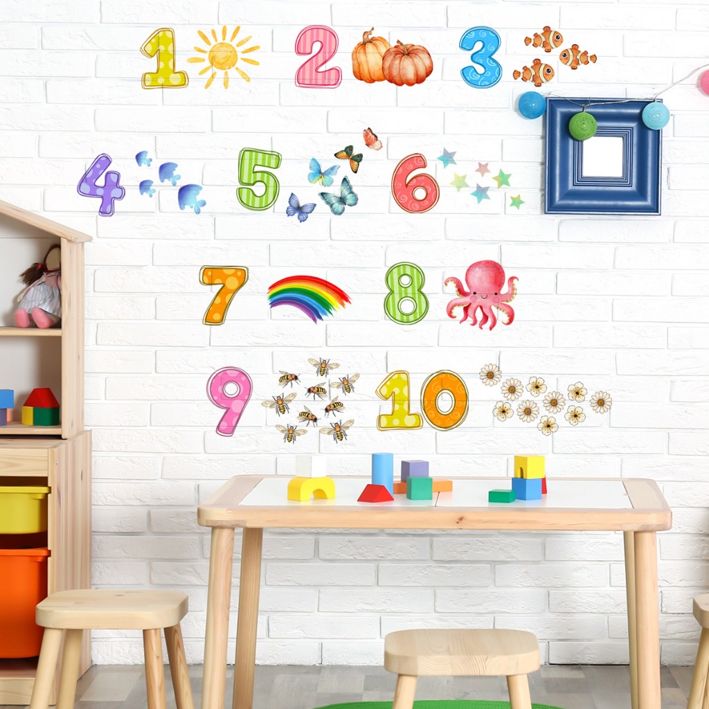 Large Number Wall Decals Stickers, Educational Learning Wall Sticker ...