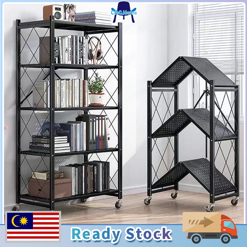 Foldable Storage Rack Folding Rack Kitchen Rack Rak Dapur Utility Shelf ...