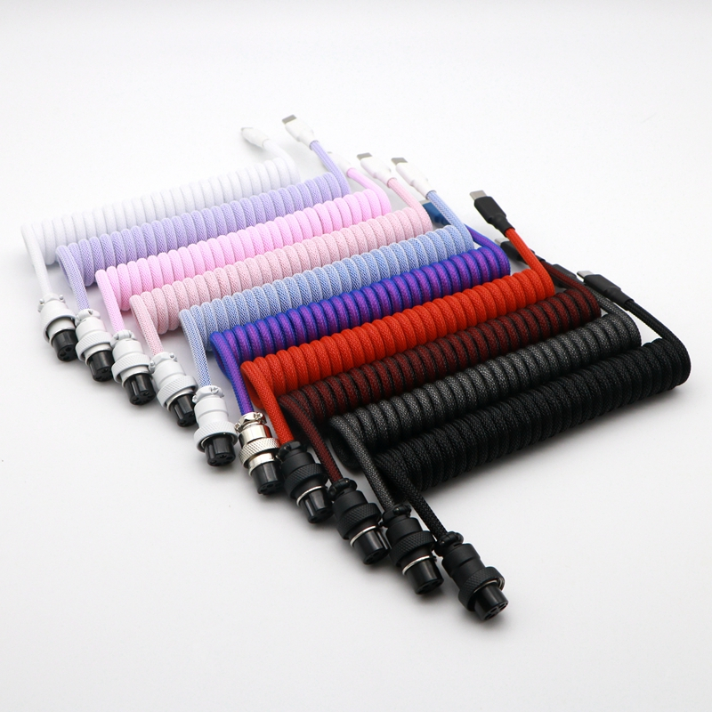 Hand Made USB-A to Type-C Coiled Cable for Mechanical Keyboard With ...