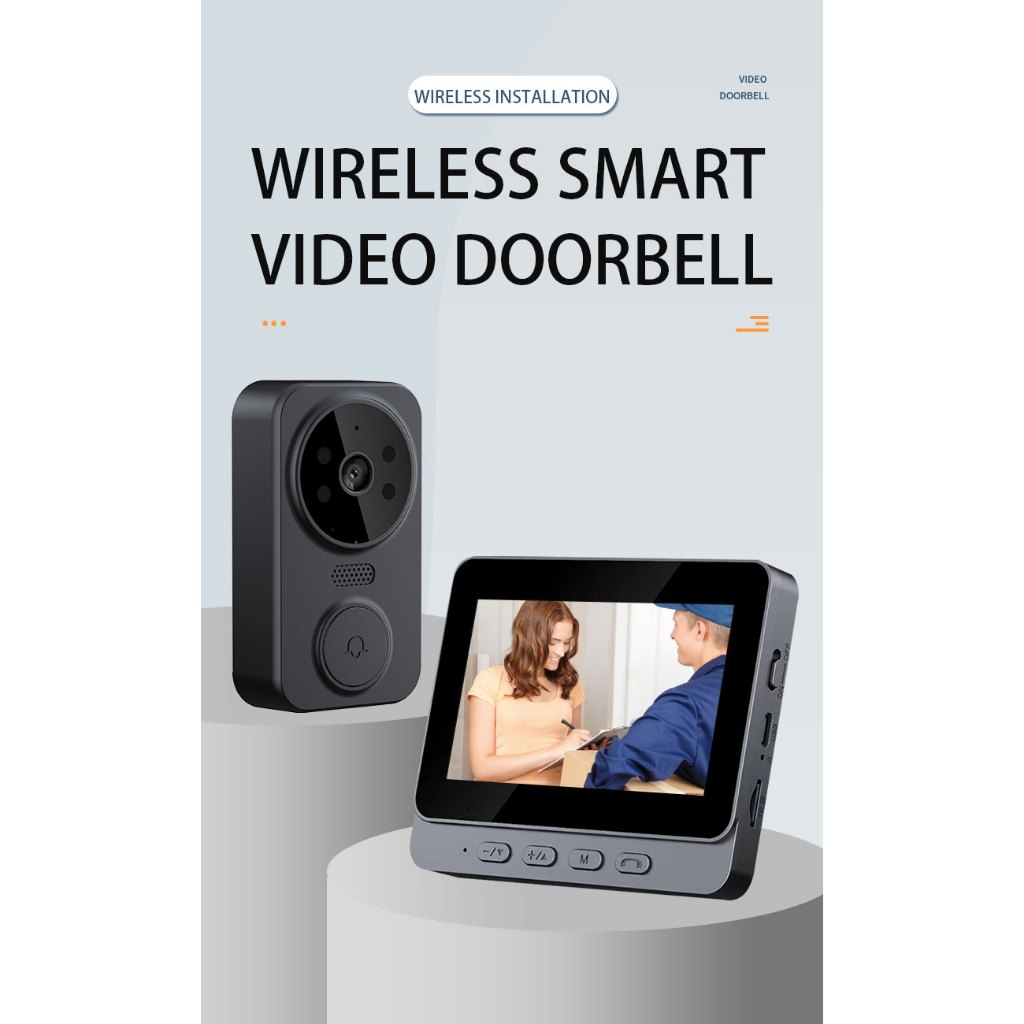 Wireless doorbell with camera and intercom Video Doorbell with screen ...