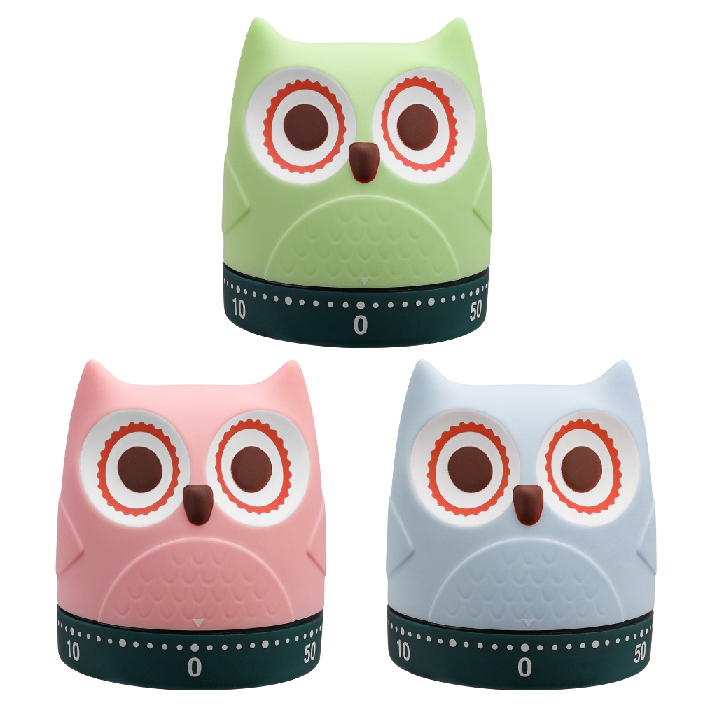 HAUSHOF 3PCS Kitchen Timer Reminder Owl Mechanical Clockwork Countdown ...