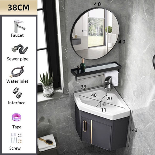 Grey Triangular wash basin cabinet Bathroom Basin Cabinet Ceramic Basin ...