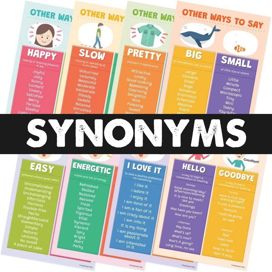 Synonyms Poster, Other Ways to Say English-Language Arts Classroom ...