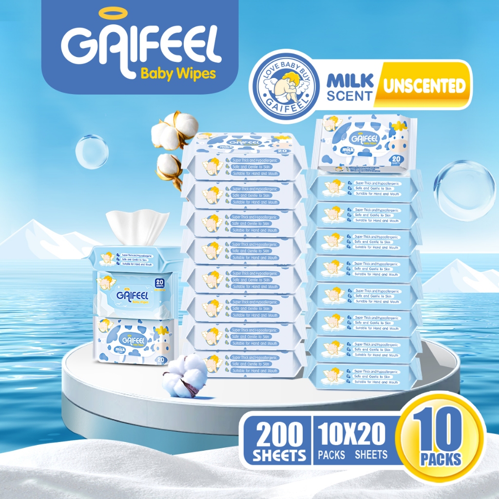 GAIFEEL Baby Wet Wipes MINI Wet Tissue Baby Wipes X 10 Packs(20 Pcs ...