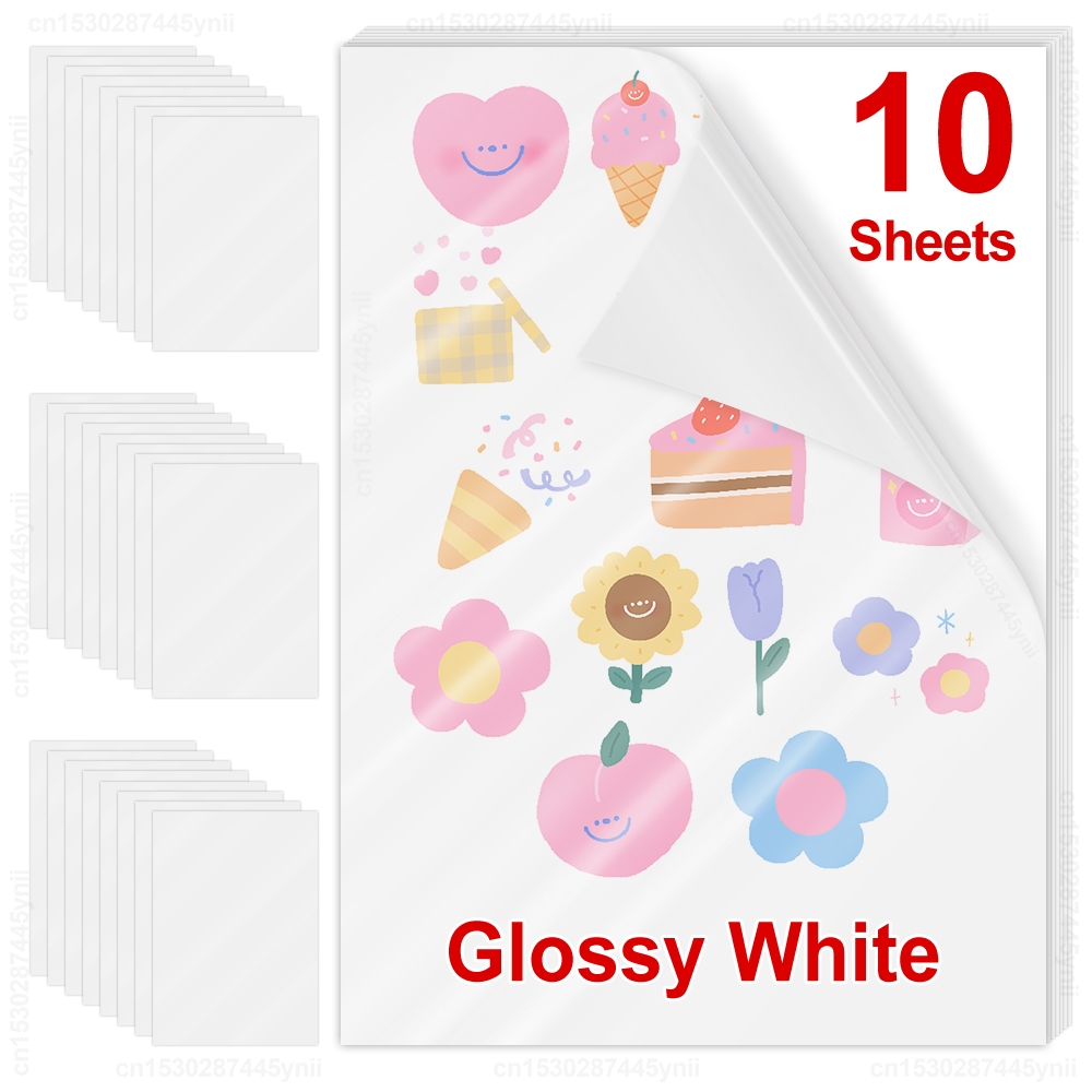 PVC Vinyl Sticker Paper Sheet A4 Size 210mm x 297mm - 10 Sheets, InkJet ...