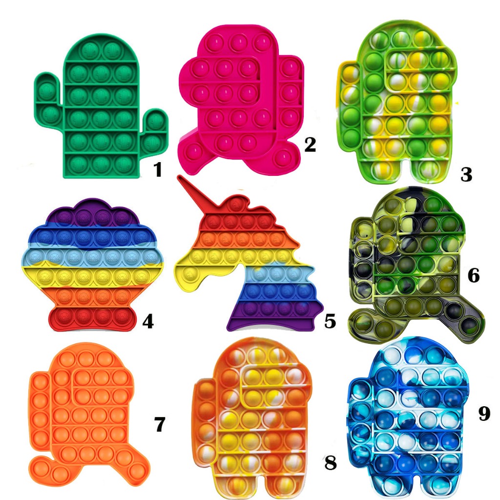 Push Pops Fidget Toys Cartoon Bubble Sensory Squishy Stress Reliever ...