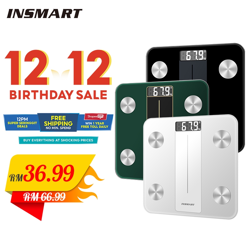 INSMART 14in1 Bluetooth BMI Weight Scale Penimbang Berat Badan Smart ...