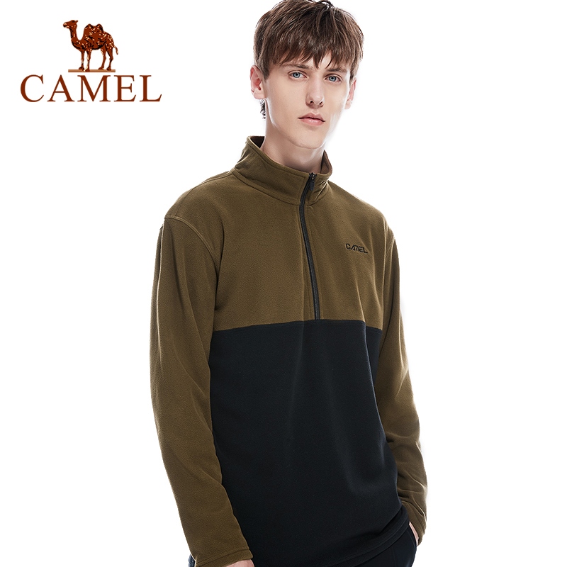 CAMEL men's and women's same style half-zip fleece casual warm ...