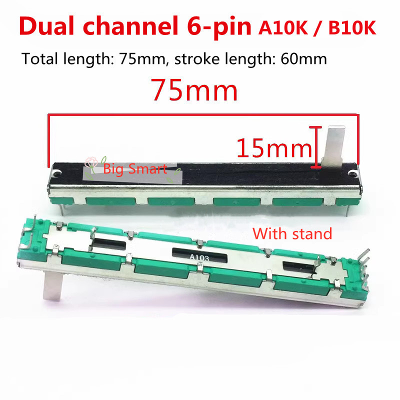 pcs Potentiometer 2 75mm Fader Slider Straight Mixer A10K B10K B103 ...