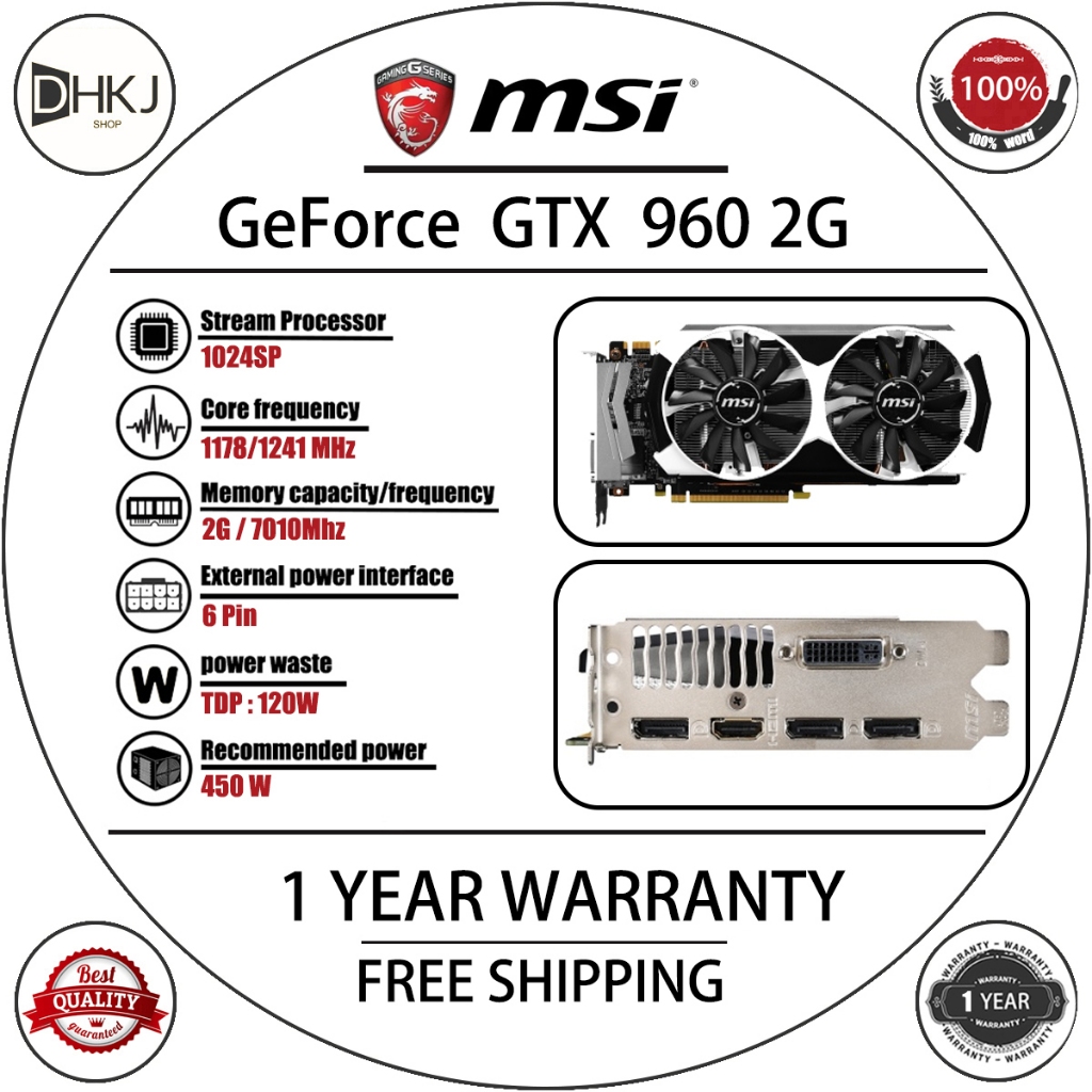 MSI GeForce GTX 960 2G GDDR5 OC desktop computer independent GTX 960 game graphics card GTX960 ...