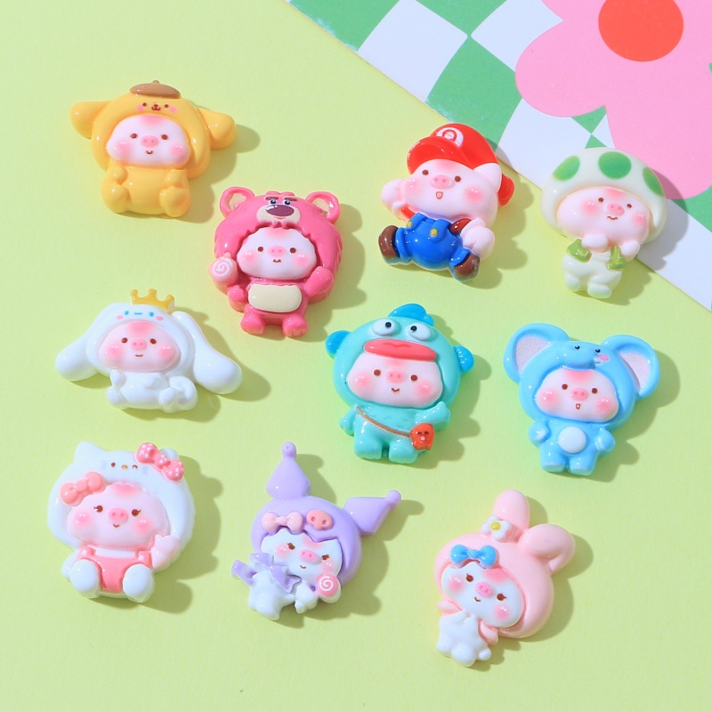 Cute Cro Dressing Pig 3D Resin Cro Charm DIY Cute Jibz Cro Ornament ...