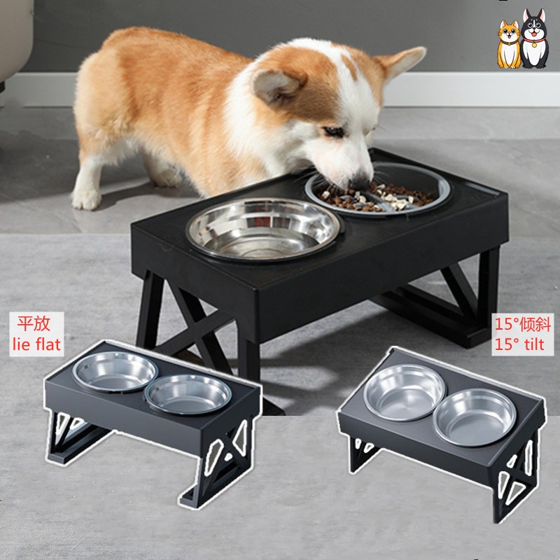 Vertical Pet Elevated Bowl Pet Dining Table Height-Adjustable Cat Dog Slow Feeder Bowl Pet ...