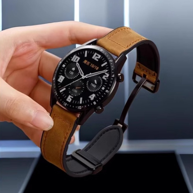 Suitable for Huawei GT4 watch strap crazy horse pattern leather folding ...