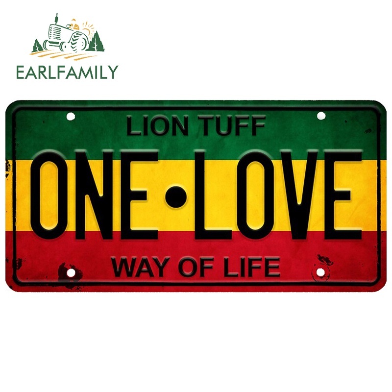 EARLFAMILY 13cm x 6.6cm for Vintage Rasta License Plate ONE LOVE Vinyl ...