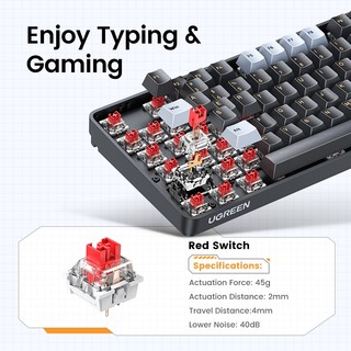 UGREEN Mechanical Keyboard 108 PBT Keycaps Wired Keyboard Red Switch ...