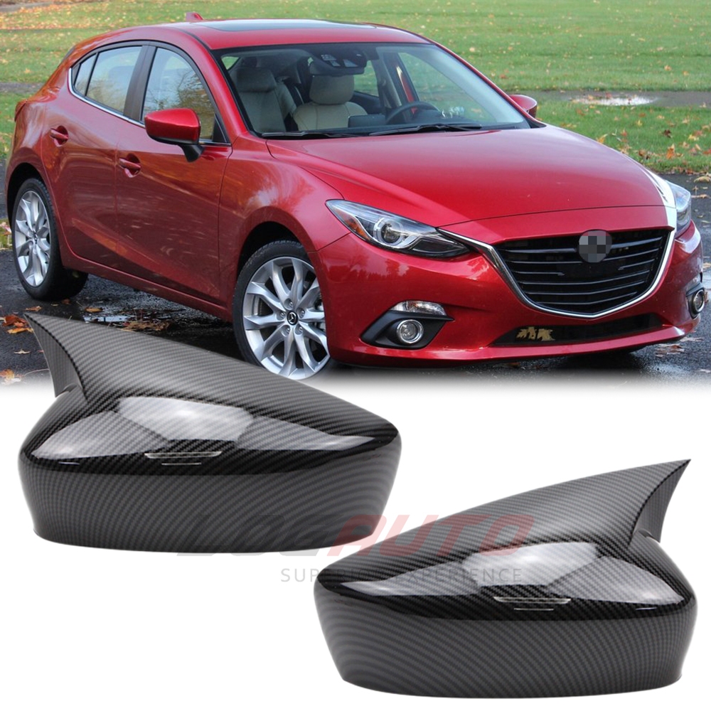 2pcs Carbon Fiber Pattern Side Mirror Cover For Mazda 3 Axela 2014 2015 ...