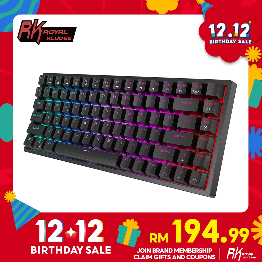 Royal Kludge RK84 Tri-Mode Hotswappable RGB Backlit Bluetooth 2.4G ...