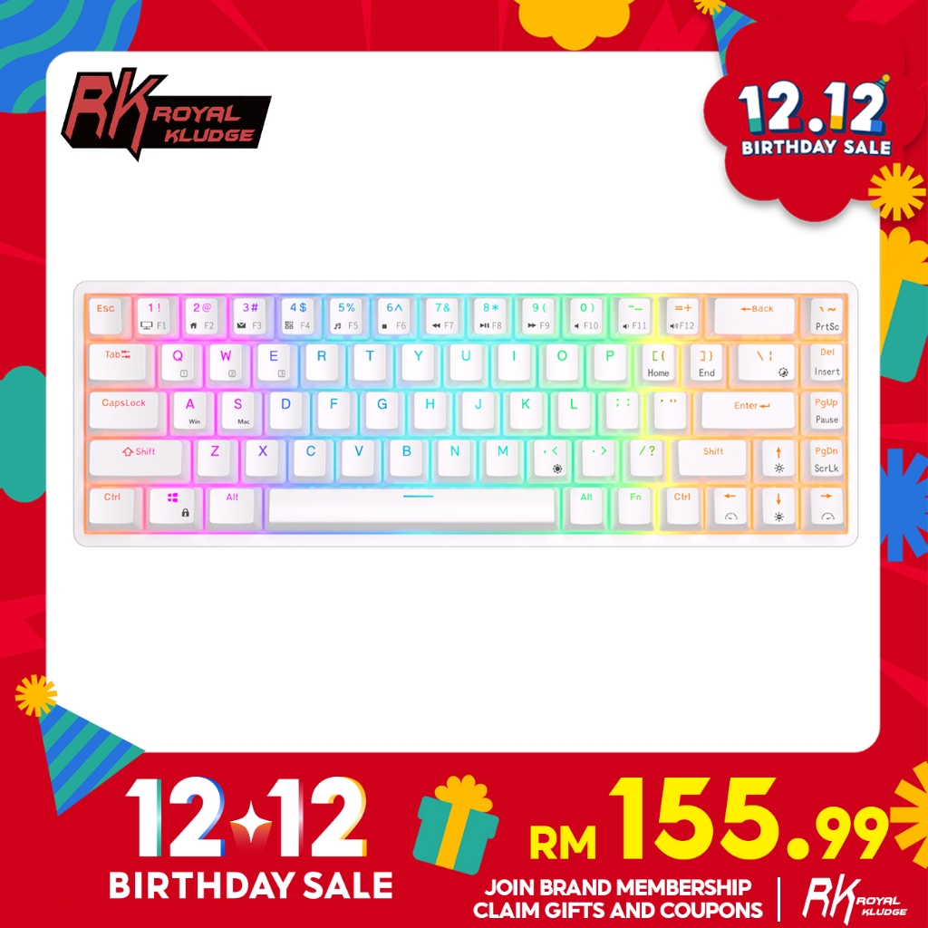 Royal Kludge RK837 RKG68 Mechanical Mini Wireless Keyboard Bluetooth 2 ...