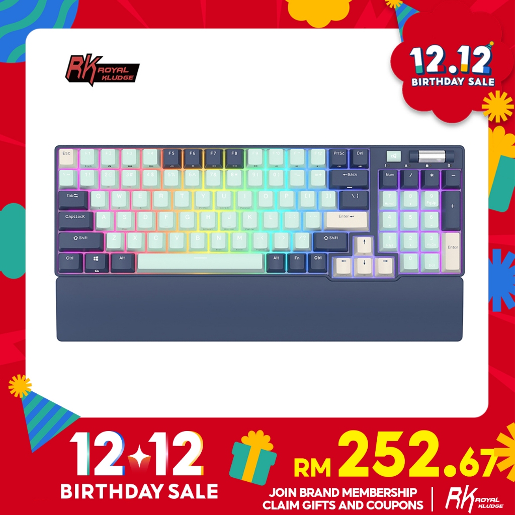 Royal Kludge RK96 Wireless Bluetooth Mechanical Three mode RGB Hotswap ...