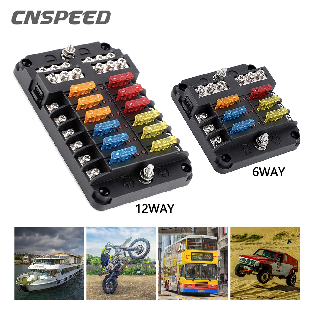 6 /12 Ways12V-32v Blade Fuse Box Holder Modified 100A Fuse Box Terminal ...