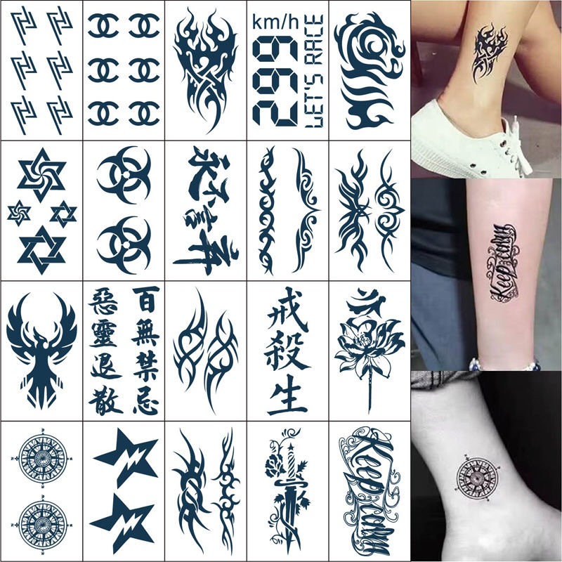 20 sheets tattoo stickers set Magic tattoo Not afraid of sweating Heart ...