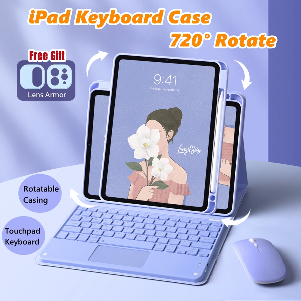NIXXOS Keyboard 720° Rotation Leather Casing with Pencil Holder For ...