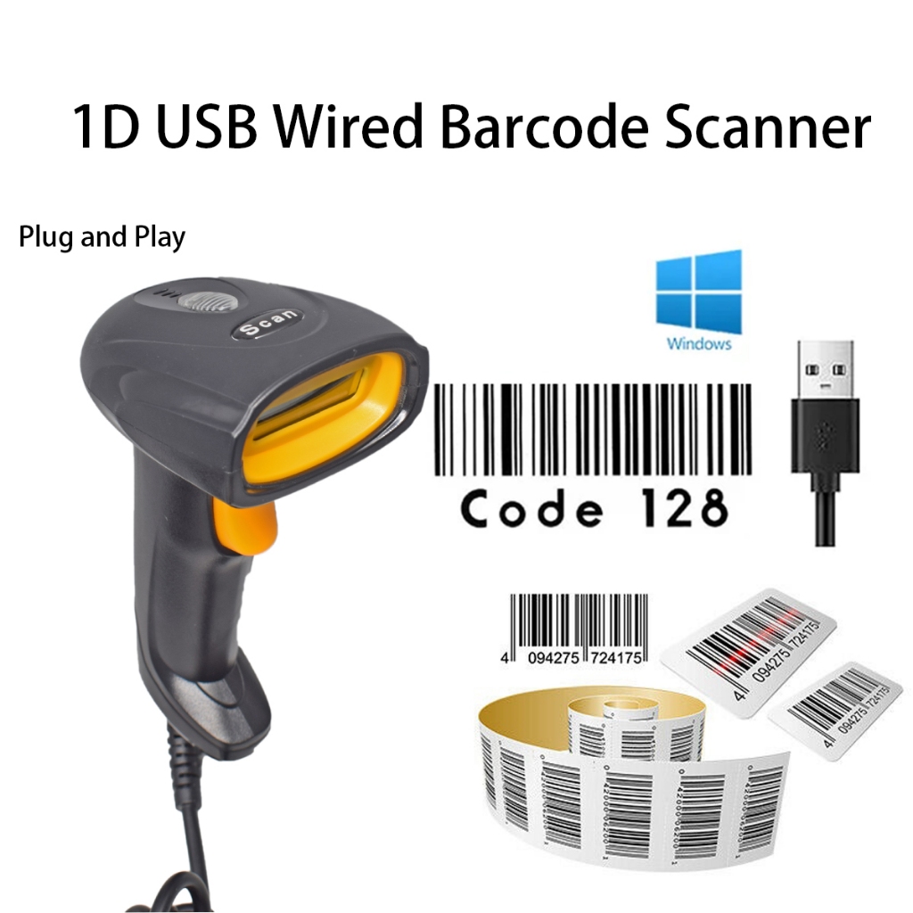 1D USB Wired Laser Barcode Scanner suitable for warehouse scanning ...