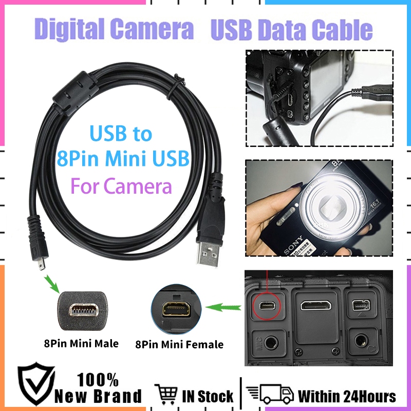 【1-3 Days Delivery】USB to 8 Pin Mini USB Male Camera Data Cable for ...