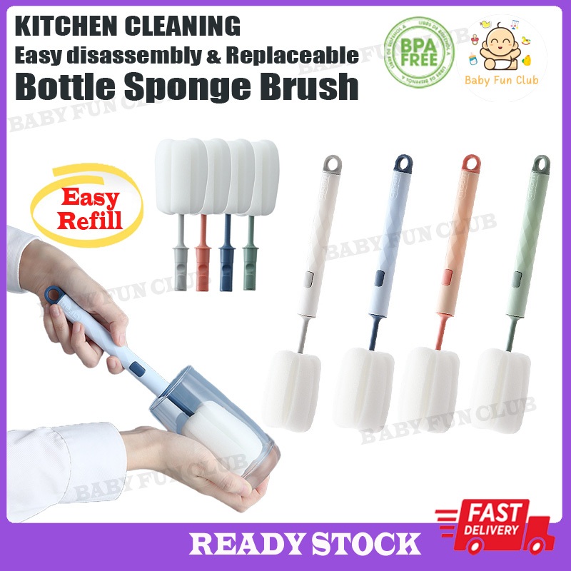 【Baby Fun】Water Bottle Cleaning Brush Water Bottle Sponge Brush Kitchen ...