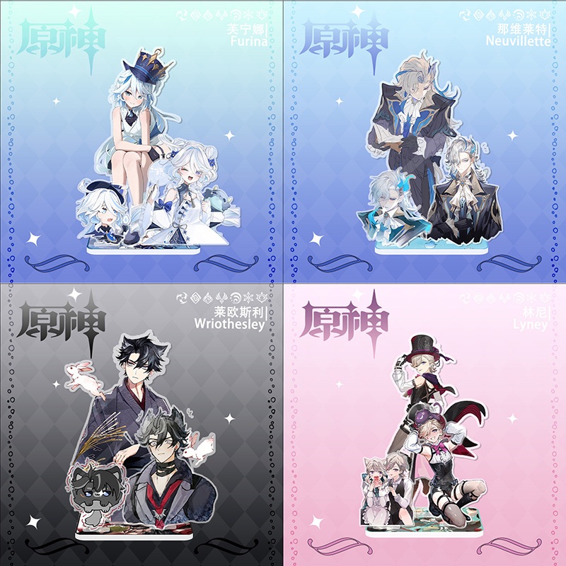 3 in 1 genshin impact stand furina wanderer zhongli Acrylic tabletop ...