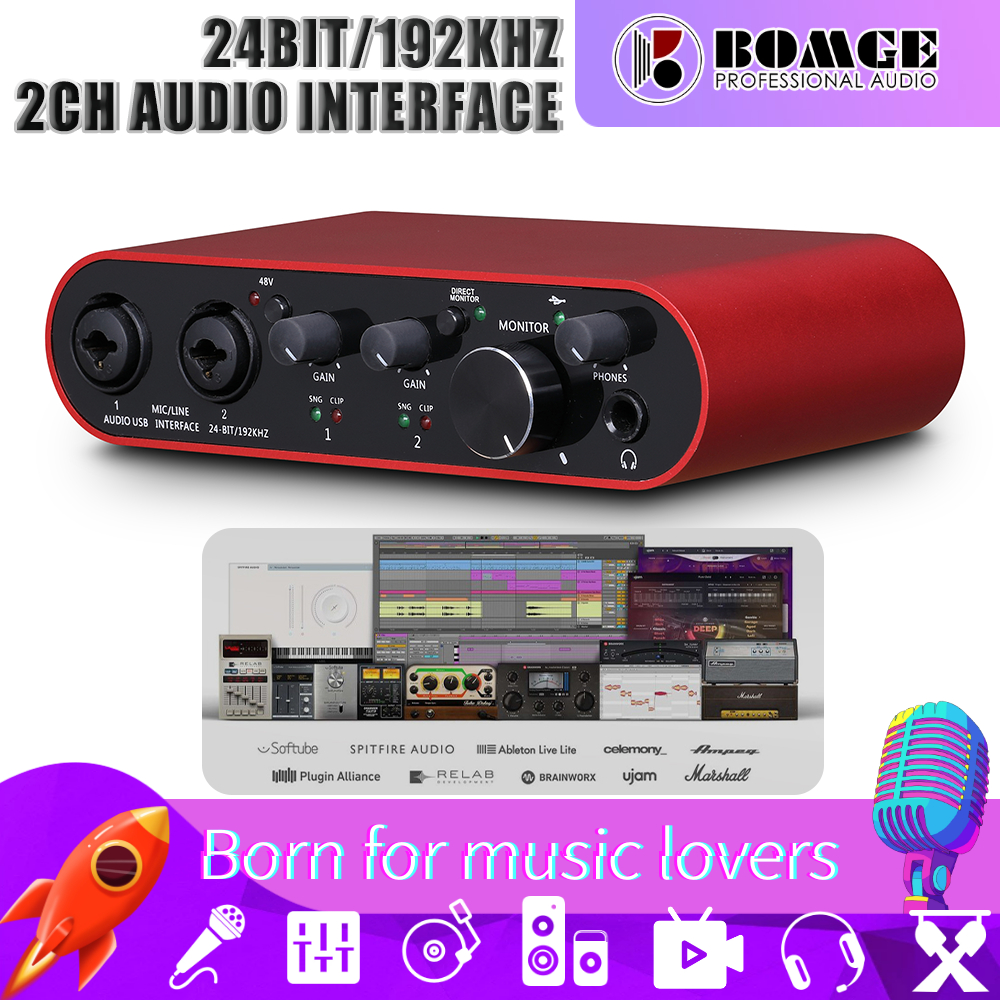 BOMGE 22S USB Audio Interface SOLO Red with XLR/48V Phantom Power,24Bit ...