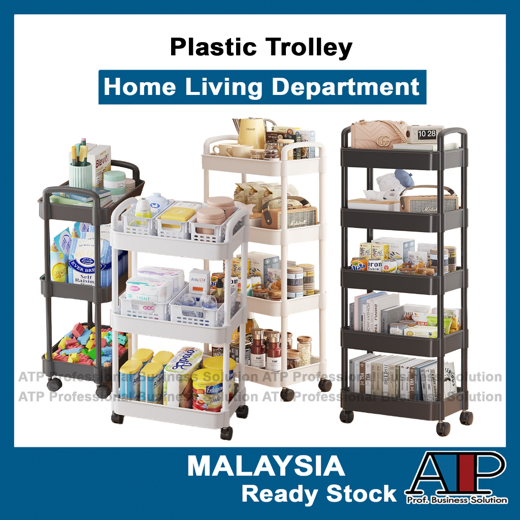 3 4 5 Tier Multifunction Storage Trolley Rack Office Shelves Home ...