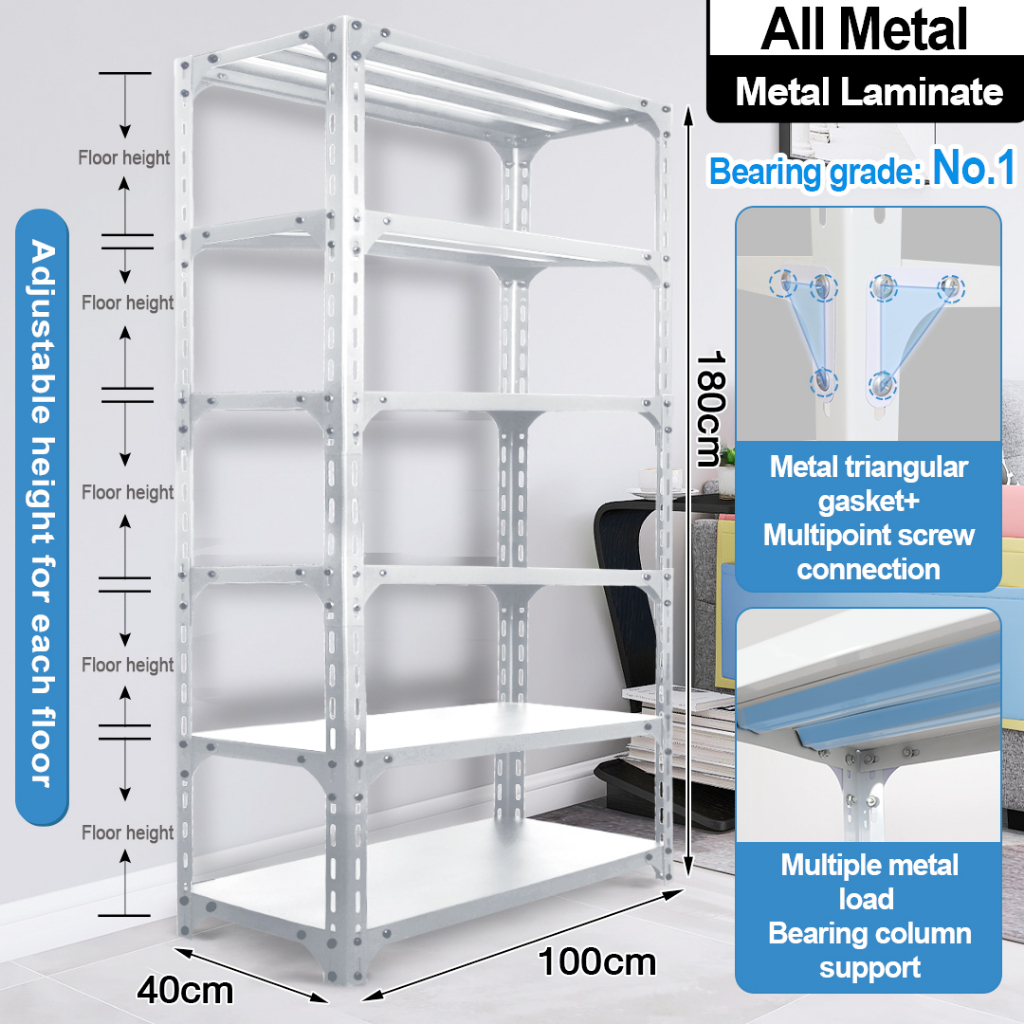 3/6 Tier Metal Boltless Rack Home kitchen Store Storage Rack Warehouse ...