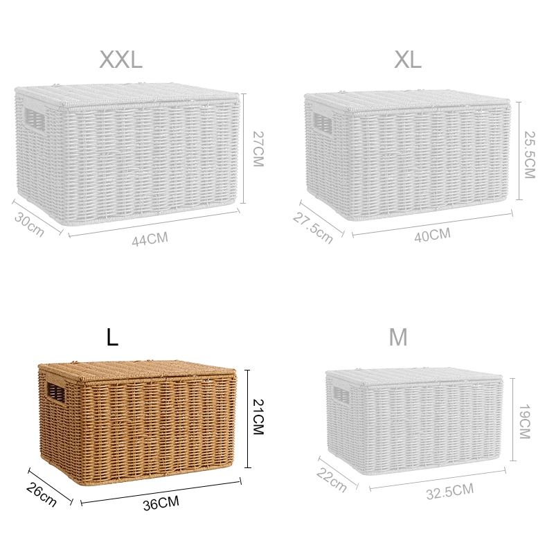 Wicker Rattan Basket with Lid Toy Storage Organizer Box Bakul Blanket ...