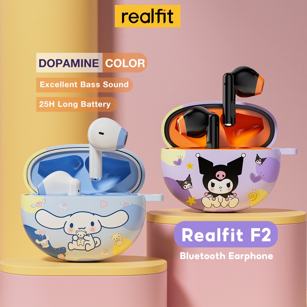 Realfit F2 Wireless Earbuds TWS Bluetooth 5.3 with Colorfull Cute Case ...